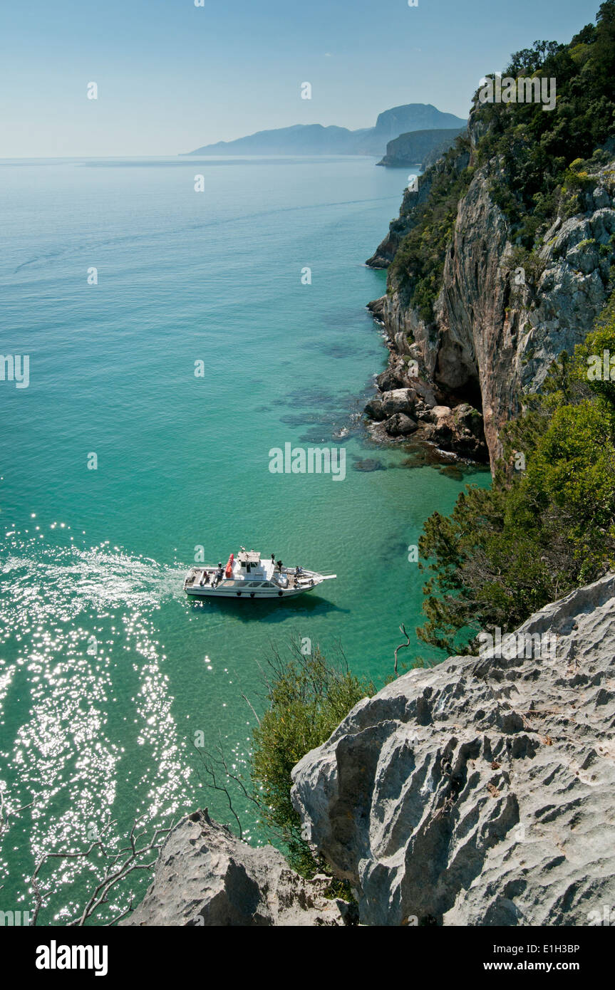 Sea water and wild flora in the coast of Cala Gonone, near the Cala ...