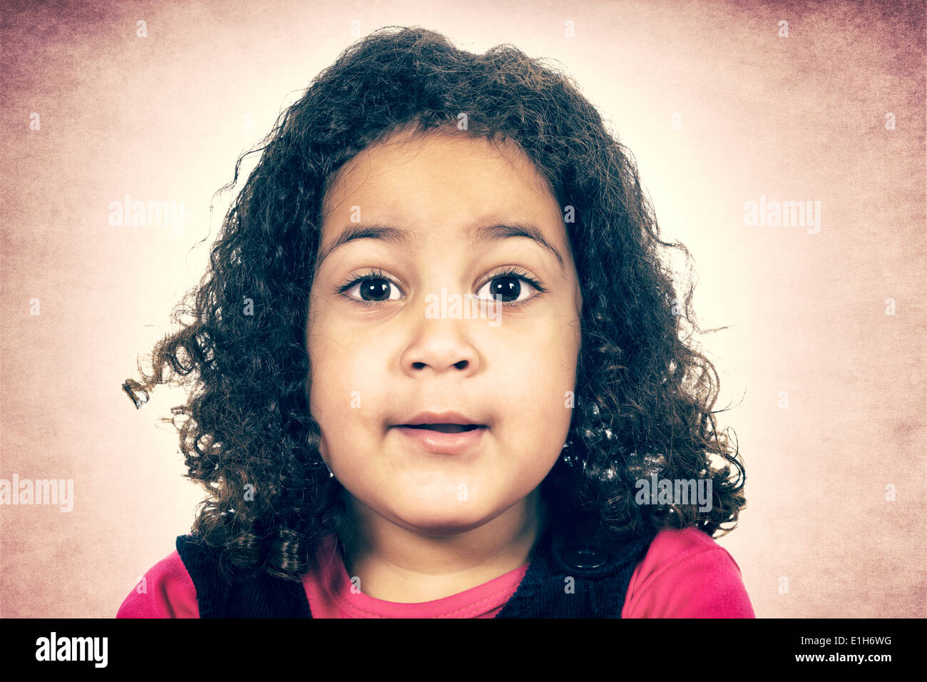 Portrait of the curious child with curly hairstyle Stock Photo - Alamy