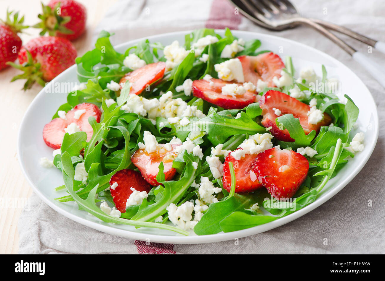 Strawberry with Rocket salad Stock Photo - Alamy