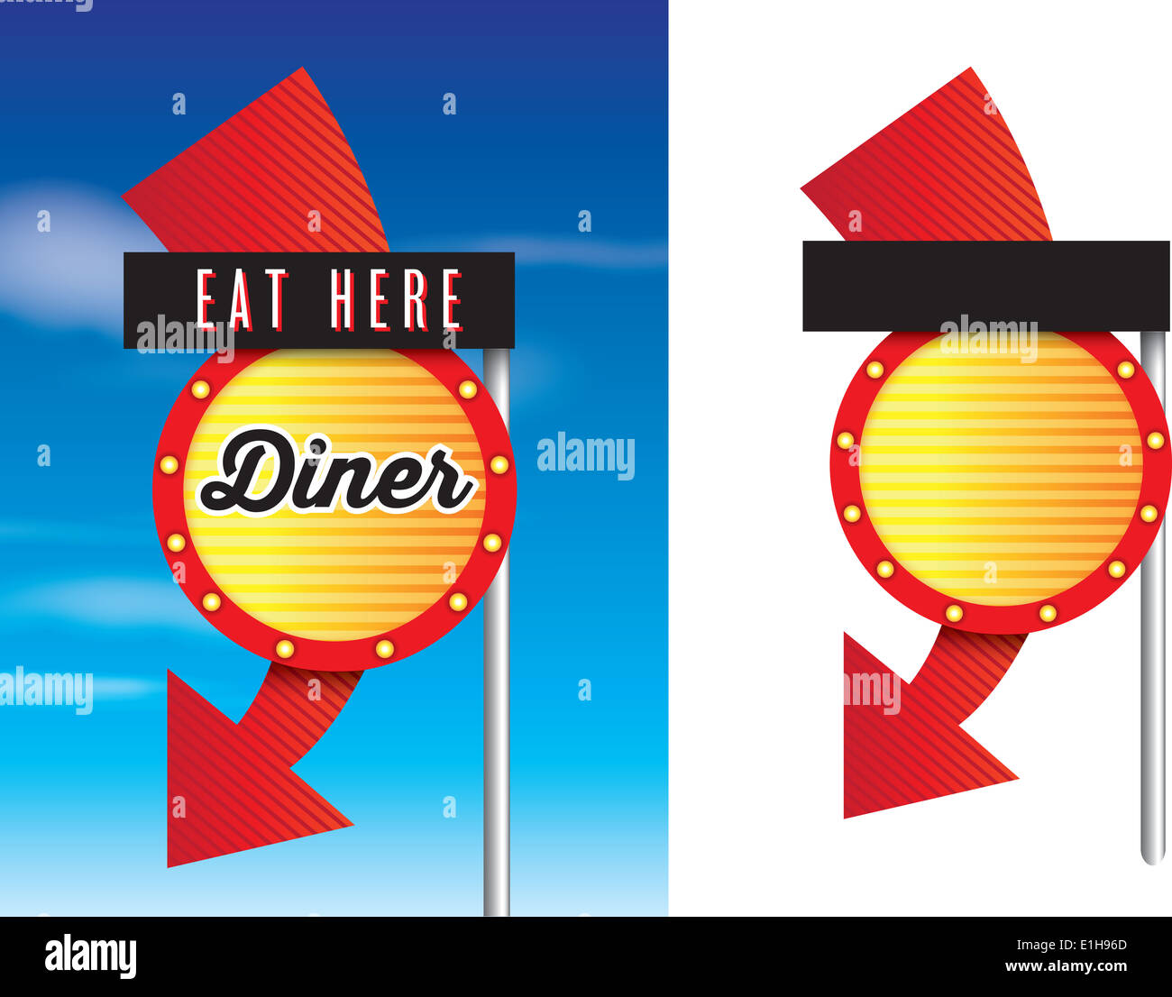 vintage style cafe or diner signs isolated on white Stock Photo - Alamy