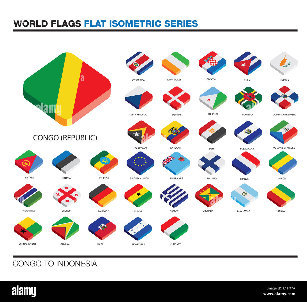 isolated world flags in flat colour on a white background Stock Photo ...