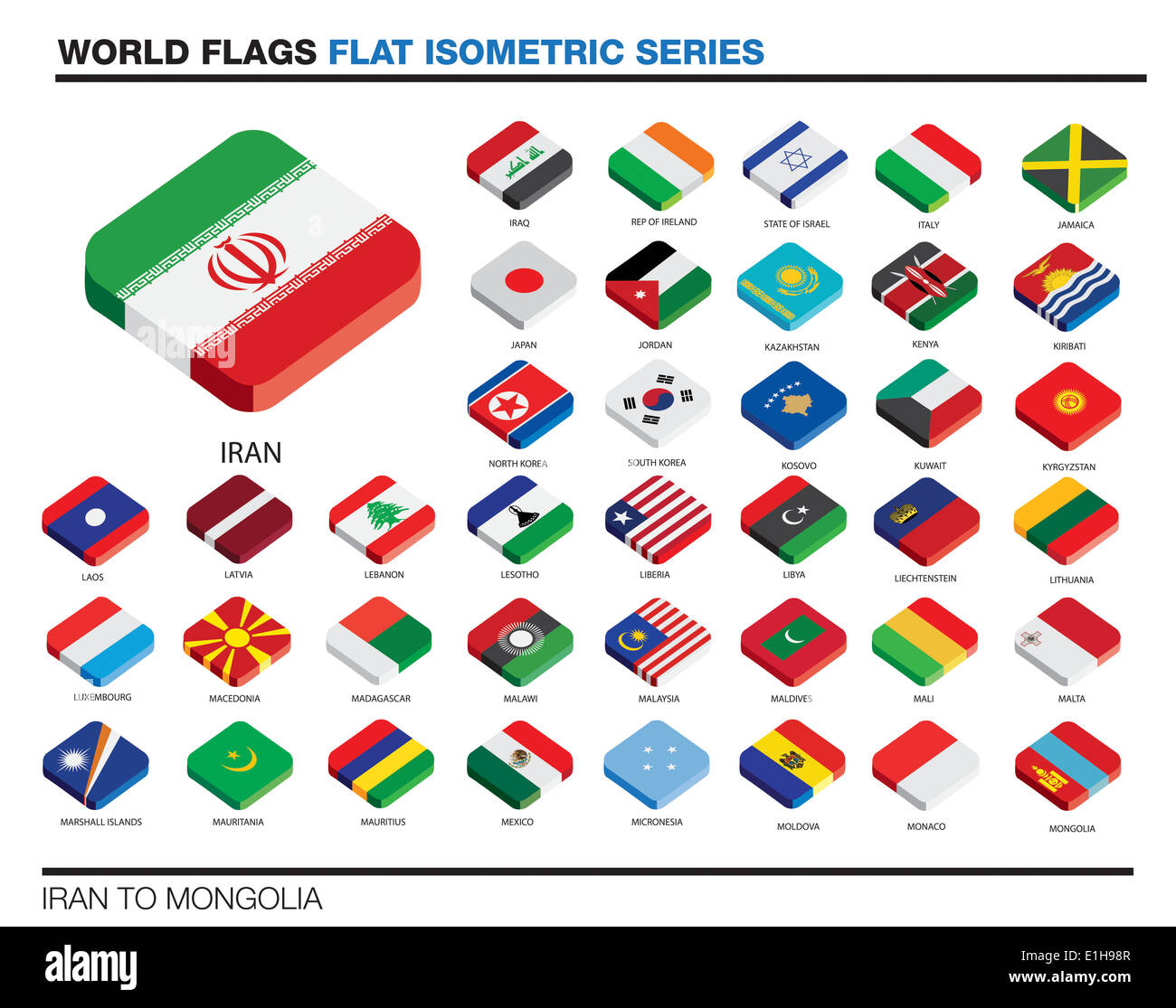 isolated world flags in flat colour on a white background Stock Photo ...