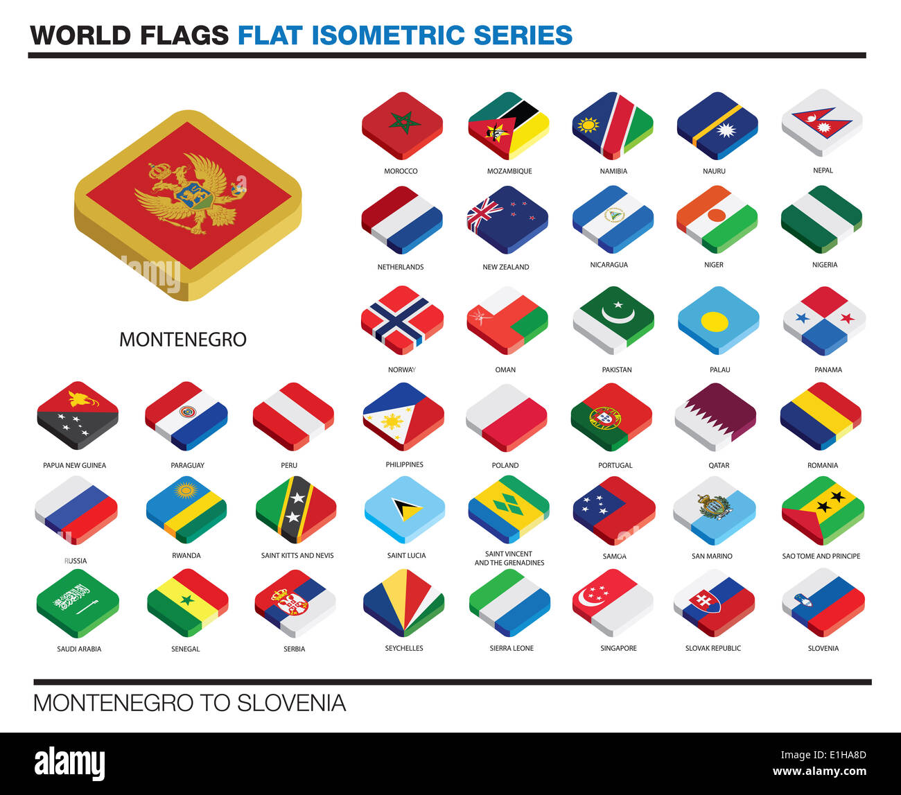 isolated world flags in flat colour on a white background Stock Photo ...
