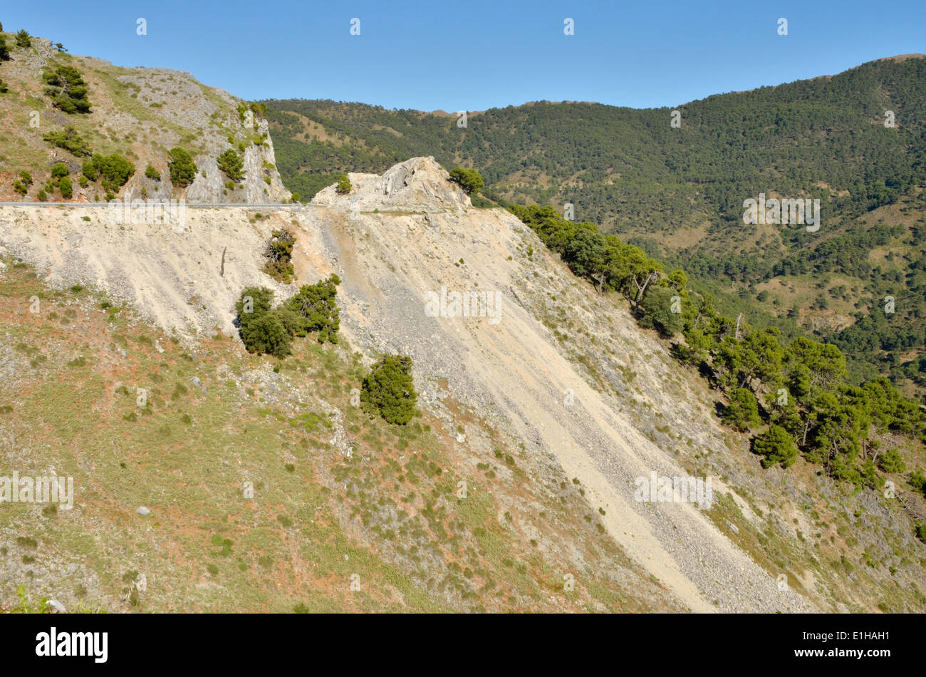 Ronda road in Malaga, Spain. Its layout is very curvy and steep slope ...