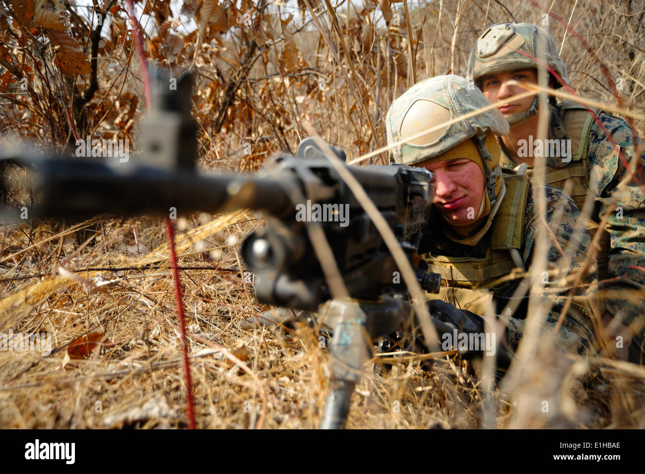 U.S. Marine Corps Lance Cpl. Aaron Saldana, background, assigned to the ...