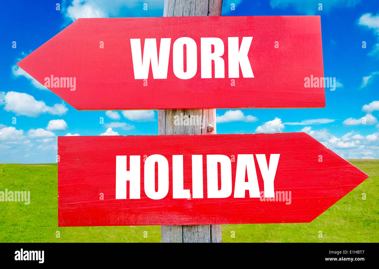 Work or holiday choice showing strategy change or dilemmas Stock Photo ...