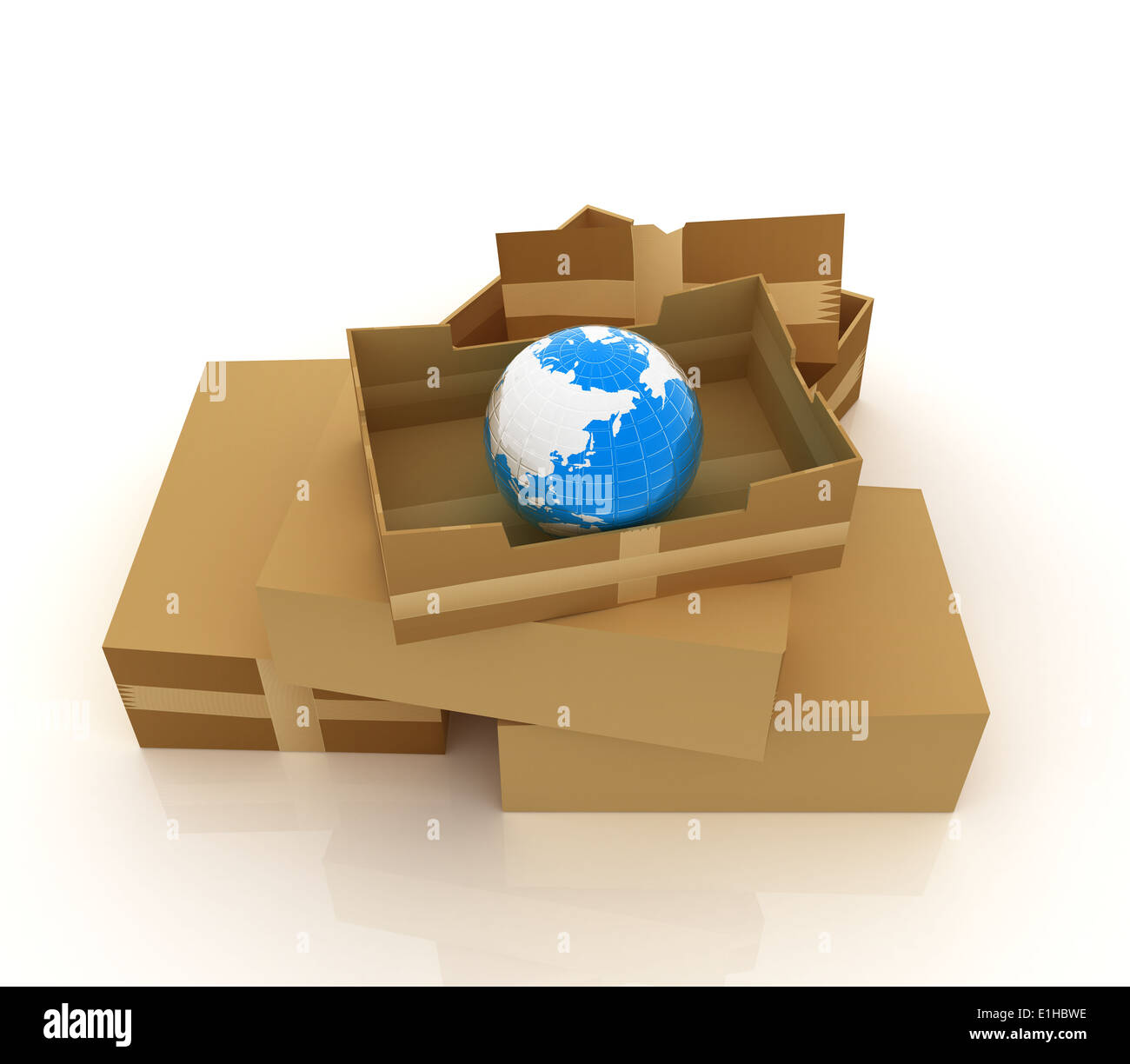Cardboard boxes and earth Stock Photo - Alamy