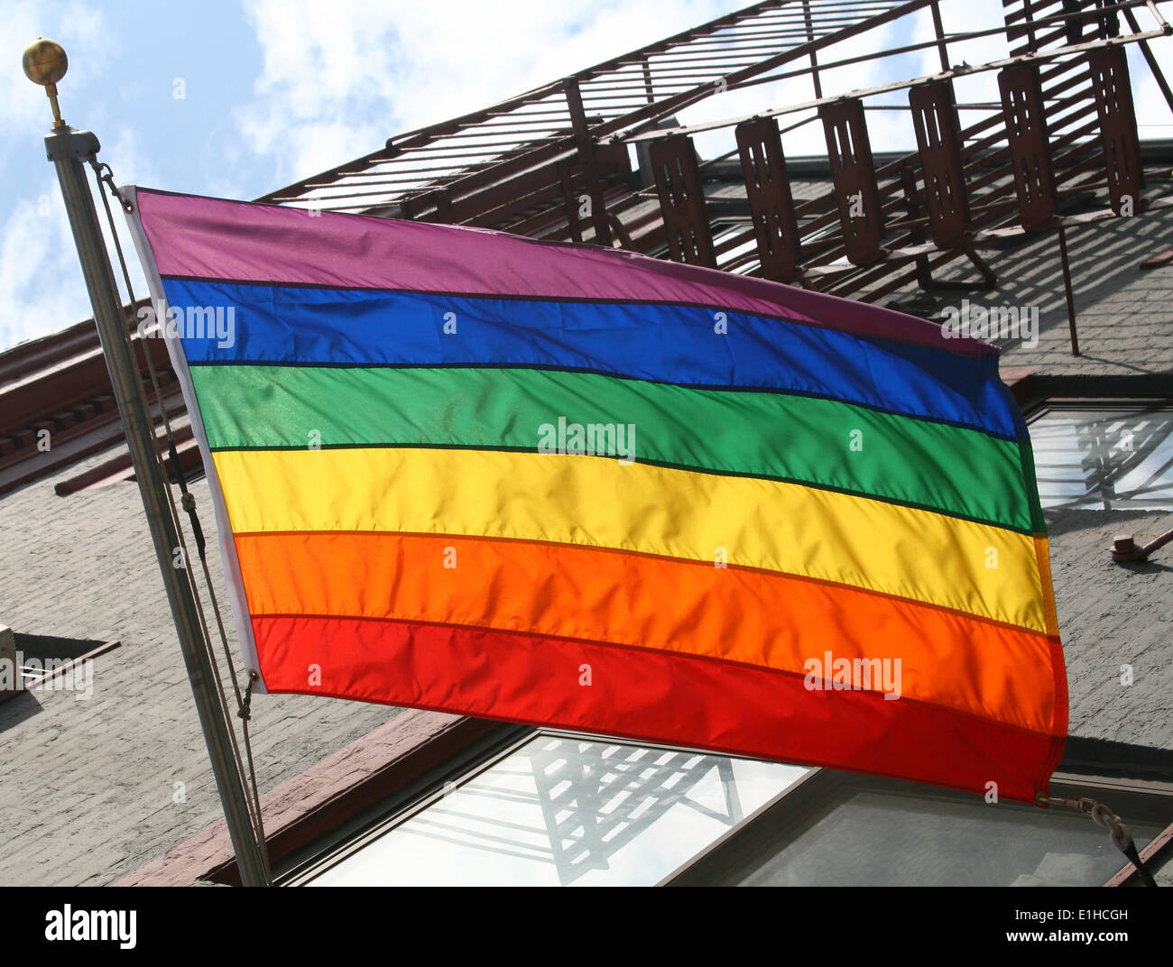 Gay pride flag hanging from hi-res stock photography and images - Alamy