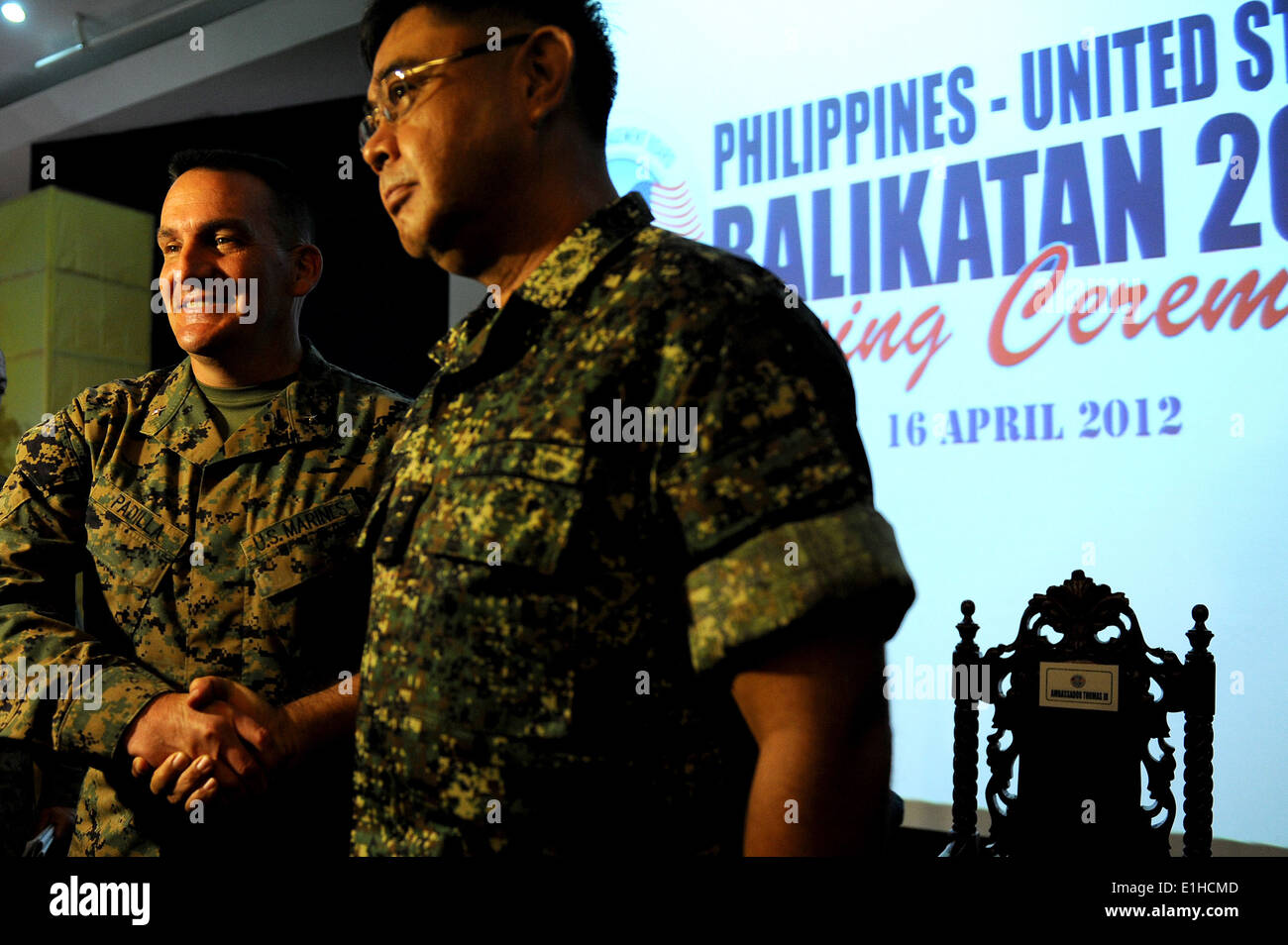 U.S. Marine Corps Brig. Gen. Frederick M. Padilla, left, the Balikatan ...