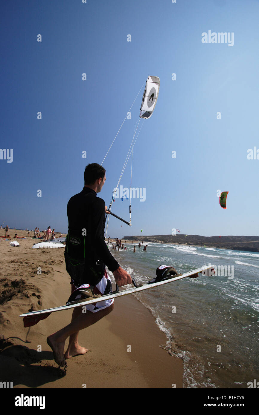 Kitesurfing, Prasonissi Prasonisi two oceans meet, Rhodes Island,Greece ...