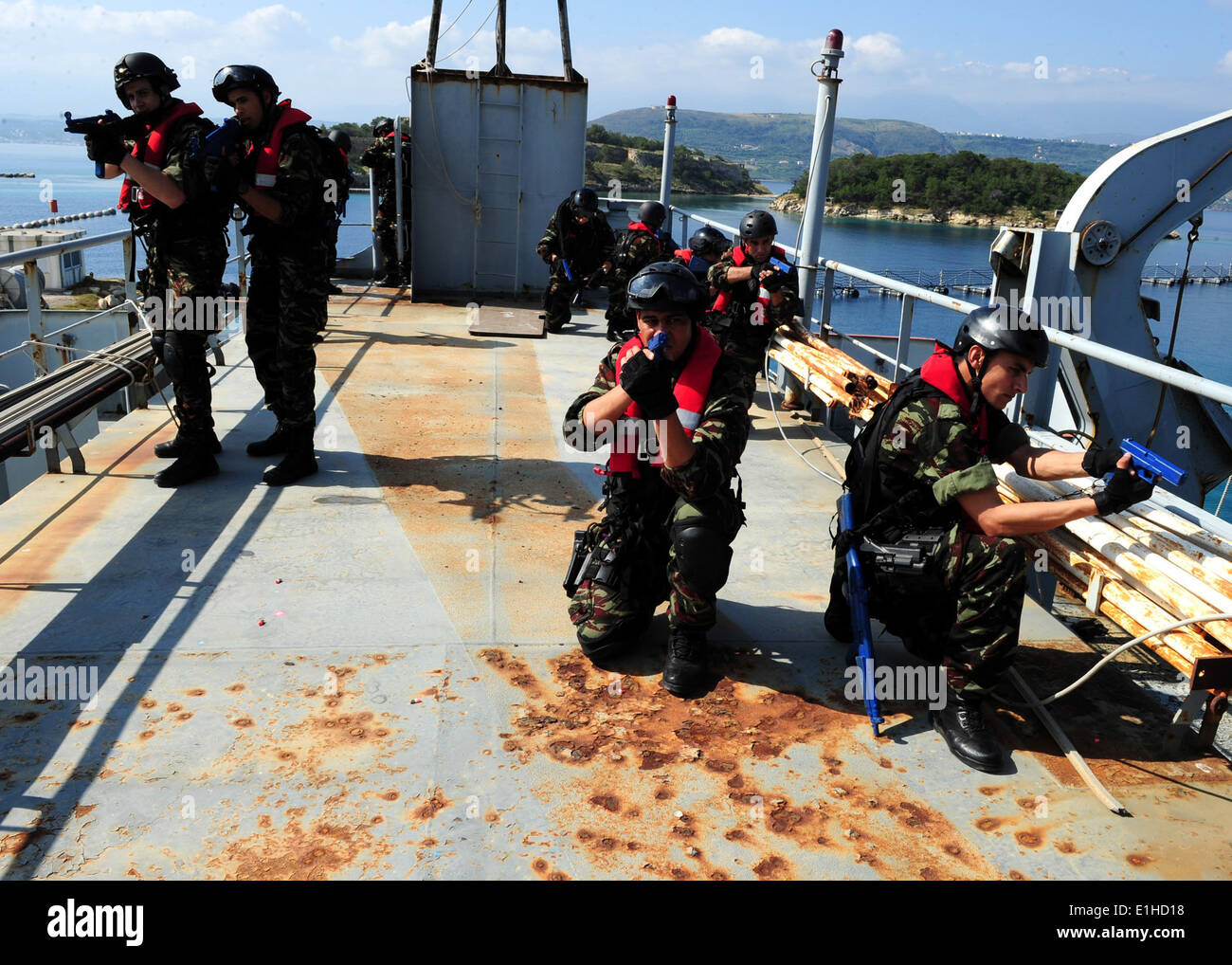 Moroccan sailors practice boarding tactics aboard the training ship HS ...