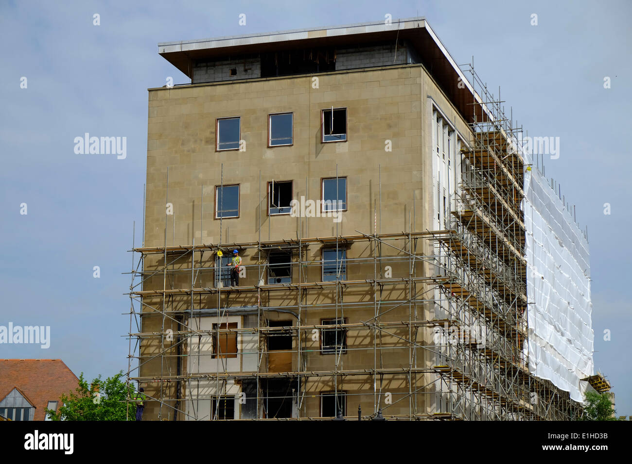 scaffolding around a building being demolished in Bedfordshire Stock ...