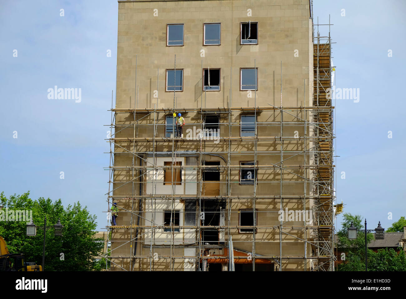 scaffolding around a building being demolished in Bedfordshire Stock ...