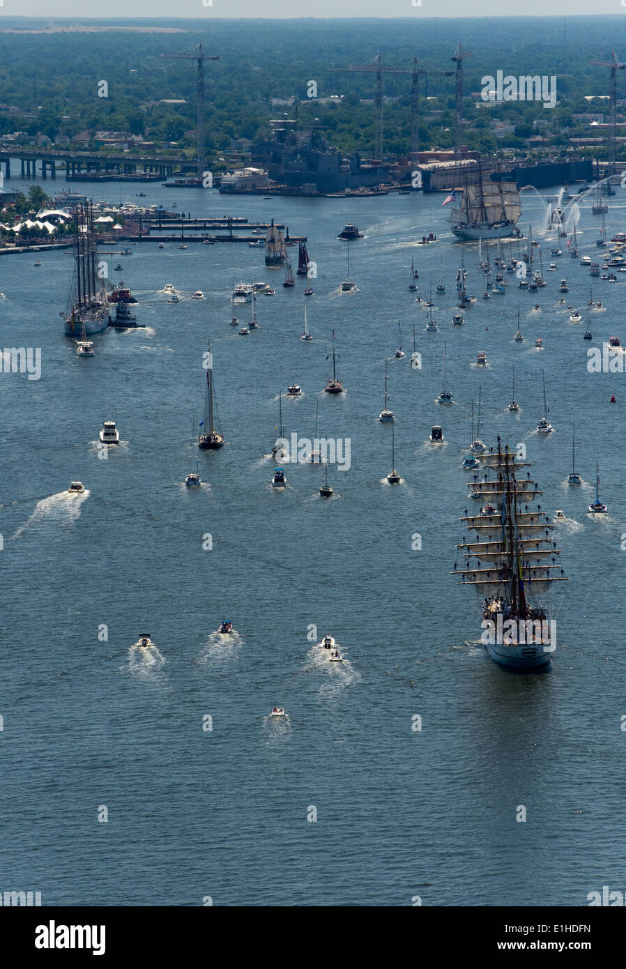 Ships participating in Operation Sail (OpSail) 2012 move toward the ...