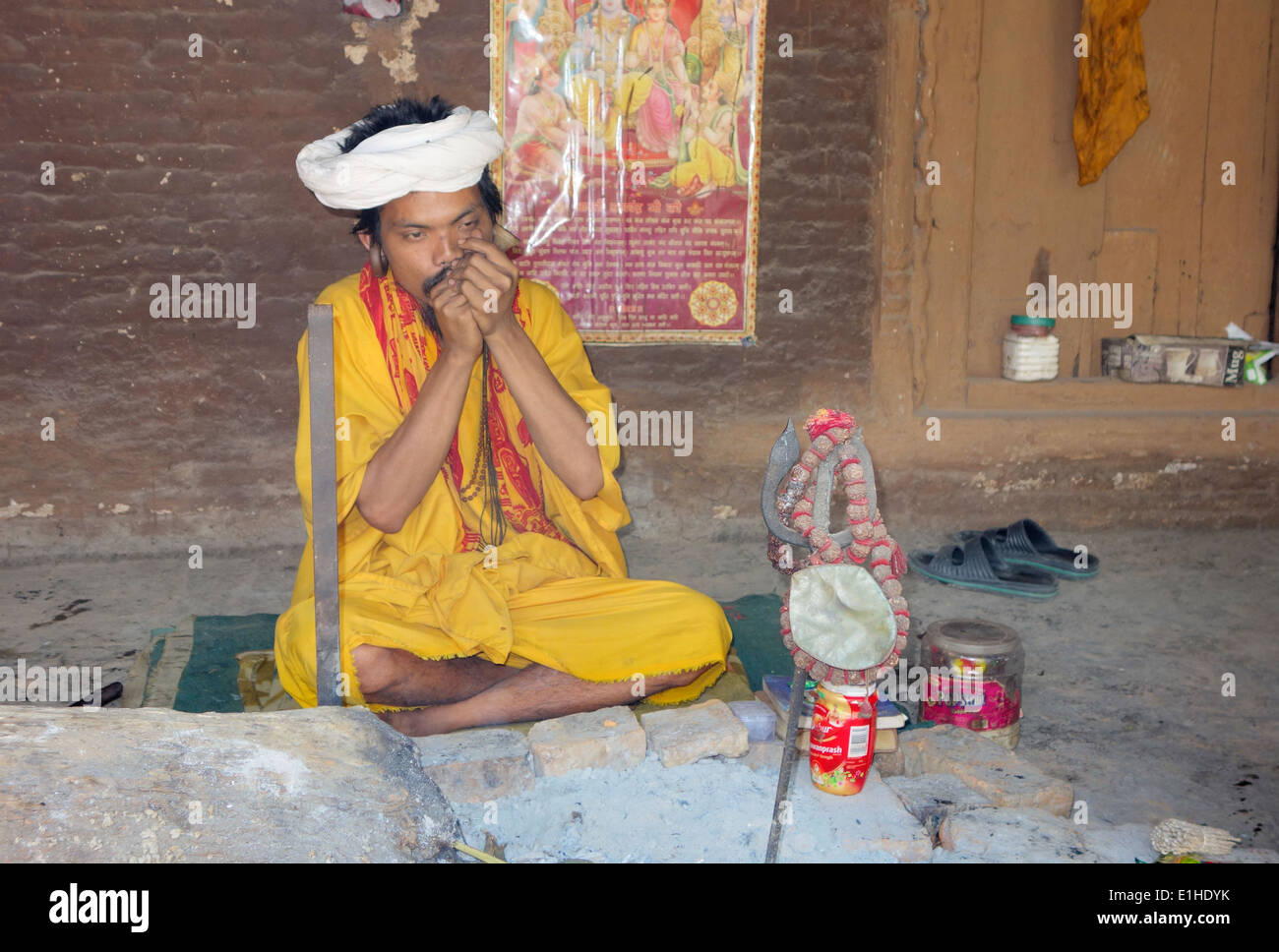 Saddhu Hinduism, an ascetic holy man,The holy Man in orange Stock Photo ...