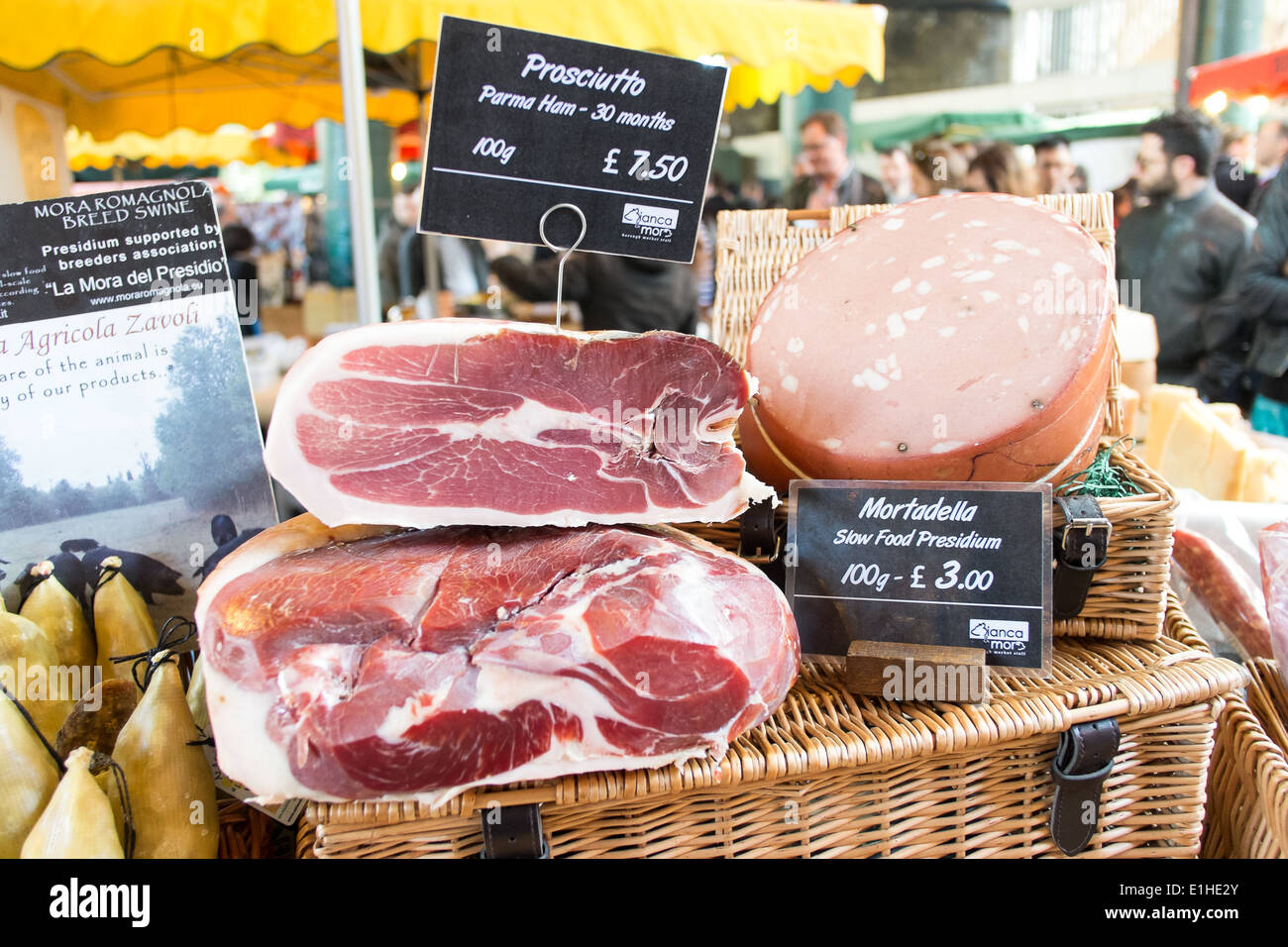 Ham on a market stall Borough Street Market London Stock Photo - Alamy