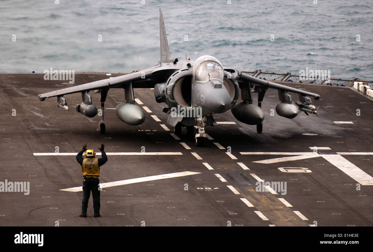 A U.S. Marine Corps AV-8B Harrier II aircraft assigned to Marine Attack ...