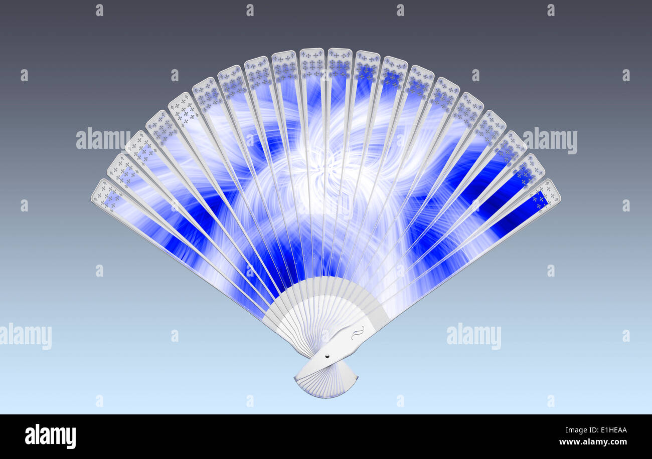 Colorful hand fan. Isolated on gray Stock Photo - Alamy