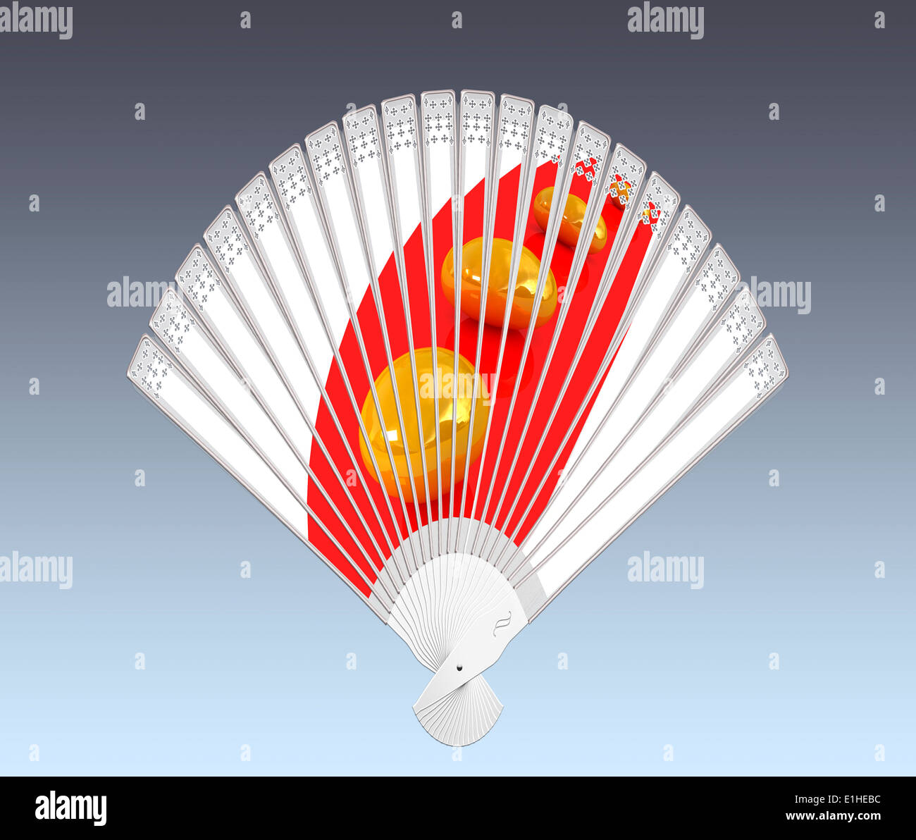 Colorful hand fan. Isolated on gray Stock Photo - Alamy