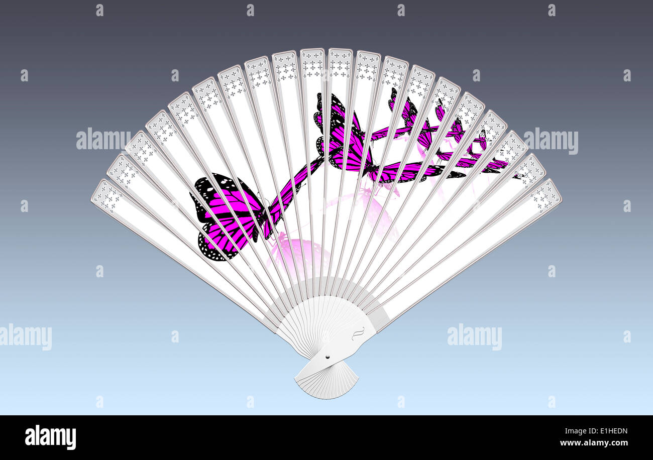 Colorful hand fan isolated on gray Stock Photo - Alamy