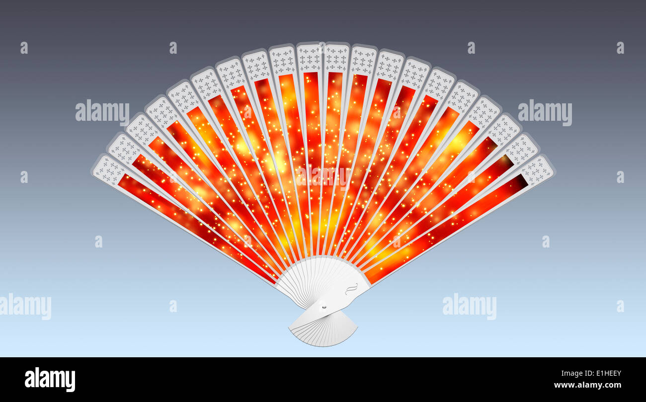 Colorful hand fan isolated on gray Stock Photo - Alamy