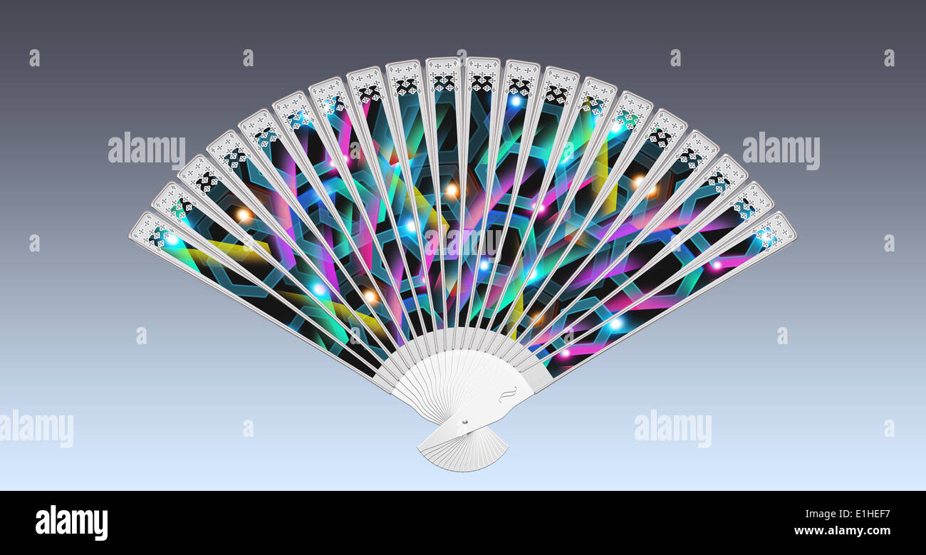 Colorful hand fan isolated on gray Stock Photo - Alamy