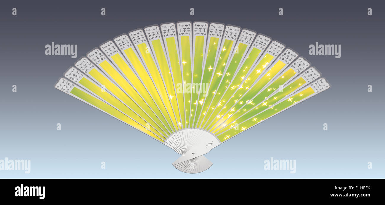 Colorful hand fan isolated on gray Stock Photo - Alamy