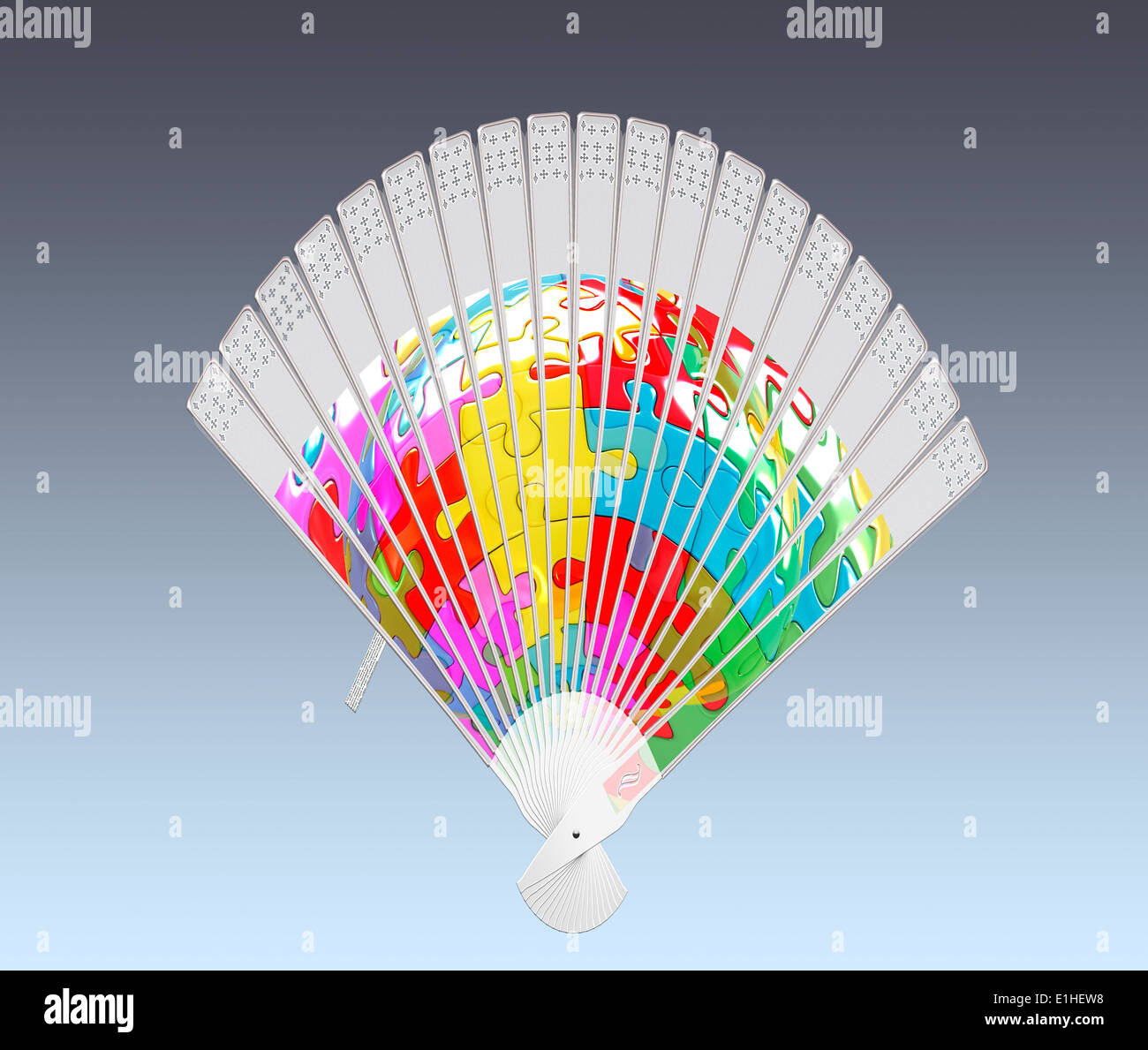 Colorful hand fan isolated on gray Stock Photo - Alamy
