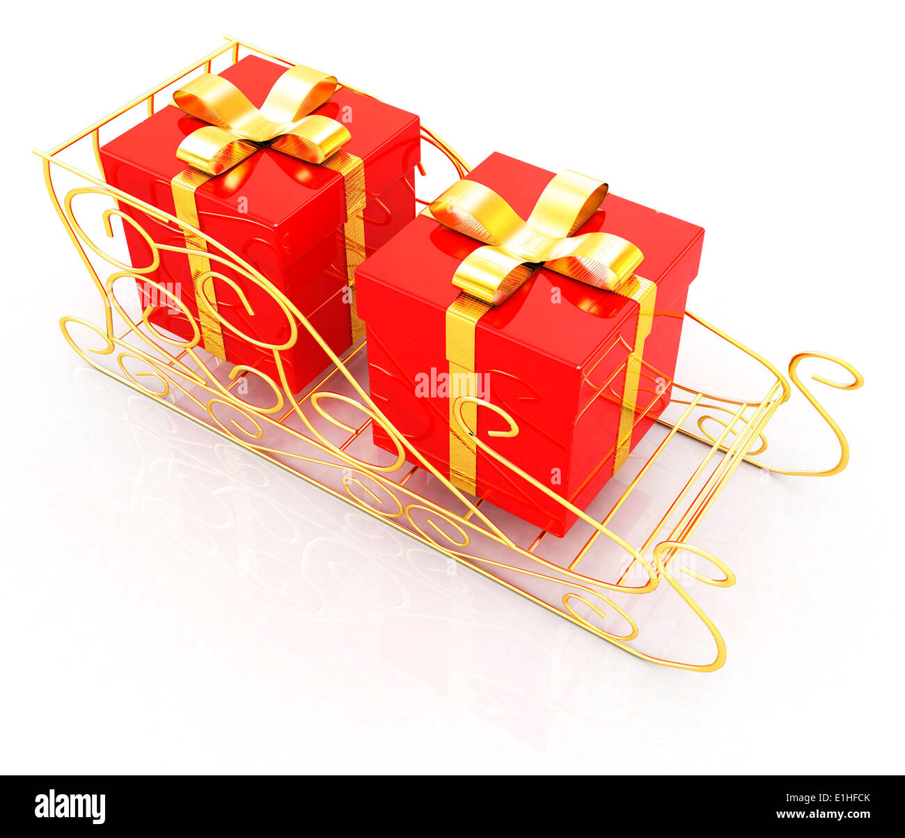 Christmas Santa sledge with gifts on a white background Stock Photo - Alamy