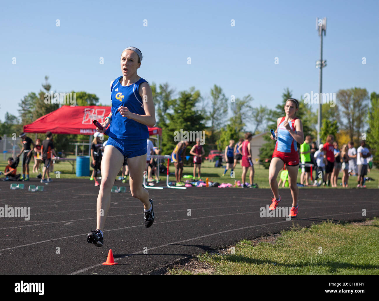 Female high school runners compete hi-res stock photography and images ...