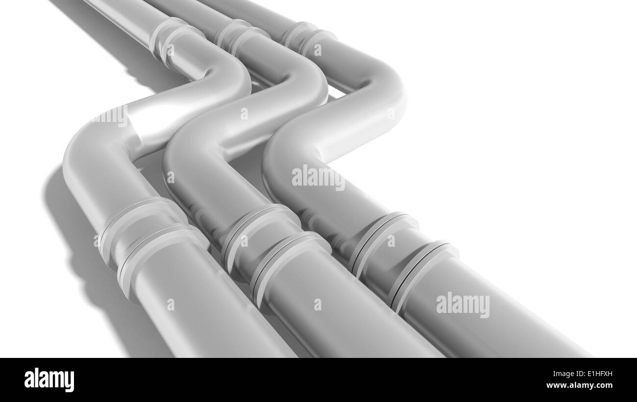 Modern industrial metal pipeline on white background Stock Photo - Alamy