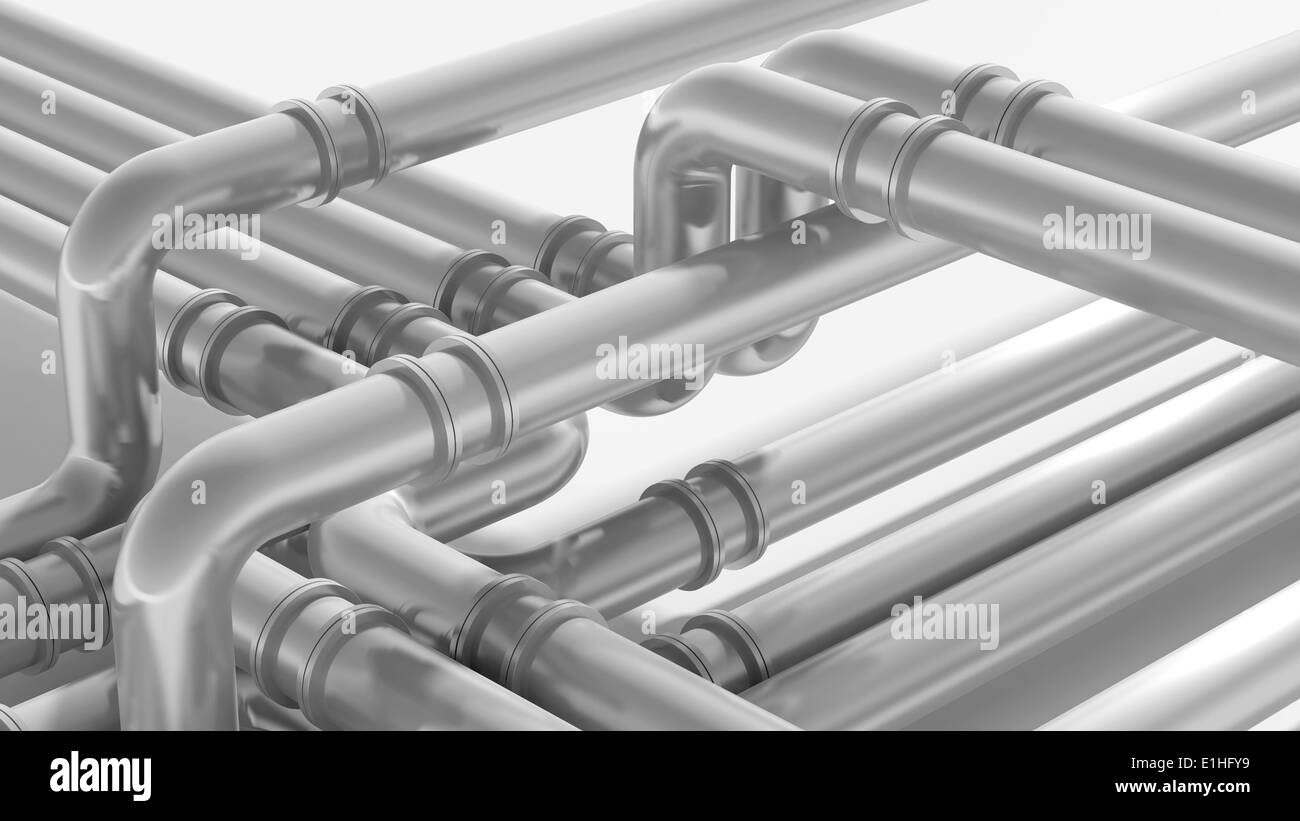 Modern industrial metal pipeline fragment. 3d render illustration Stock ...