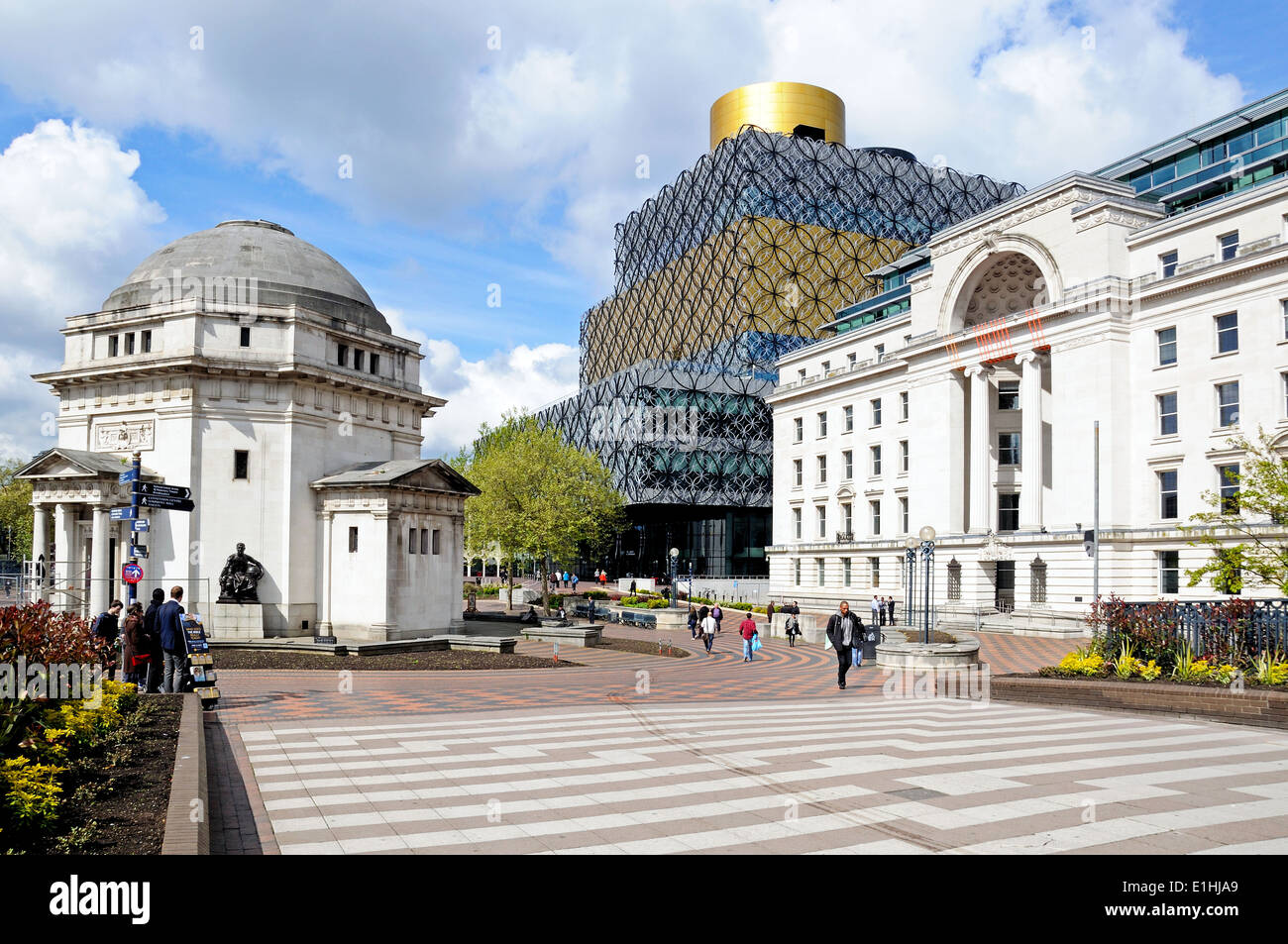 Hall of memory with Centenary square and Library of Birmingham to the rear, Centenary Square ...