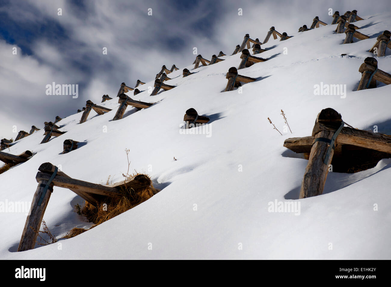 Avalanche control, snow bridges, snow, Lechtal Alps, Bach, Lechtal ...