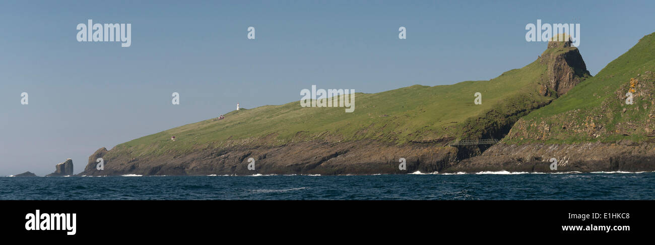 Lighthouse and so-called Atlantic Bridge between Mykineshólmur or ...