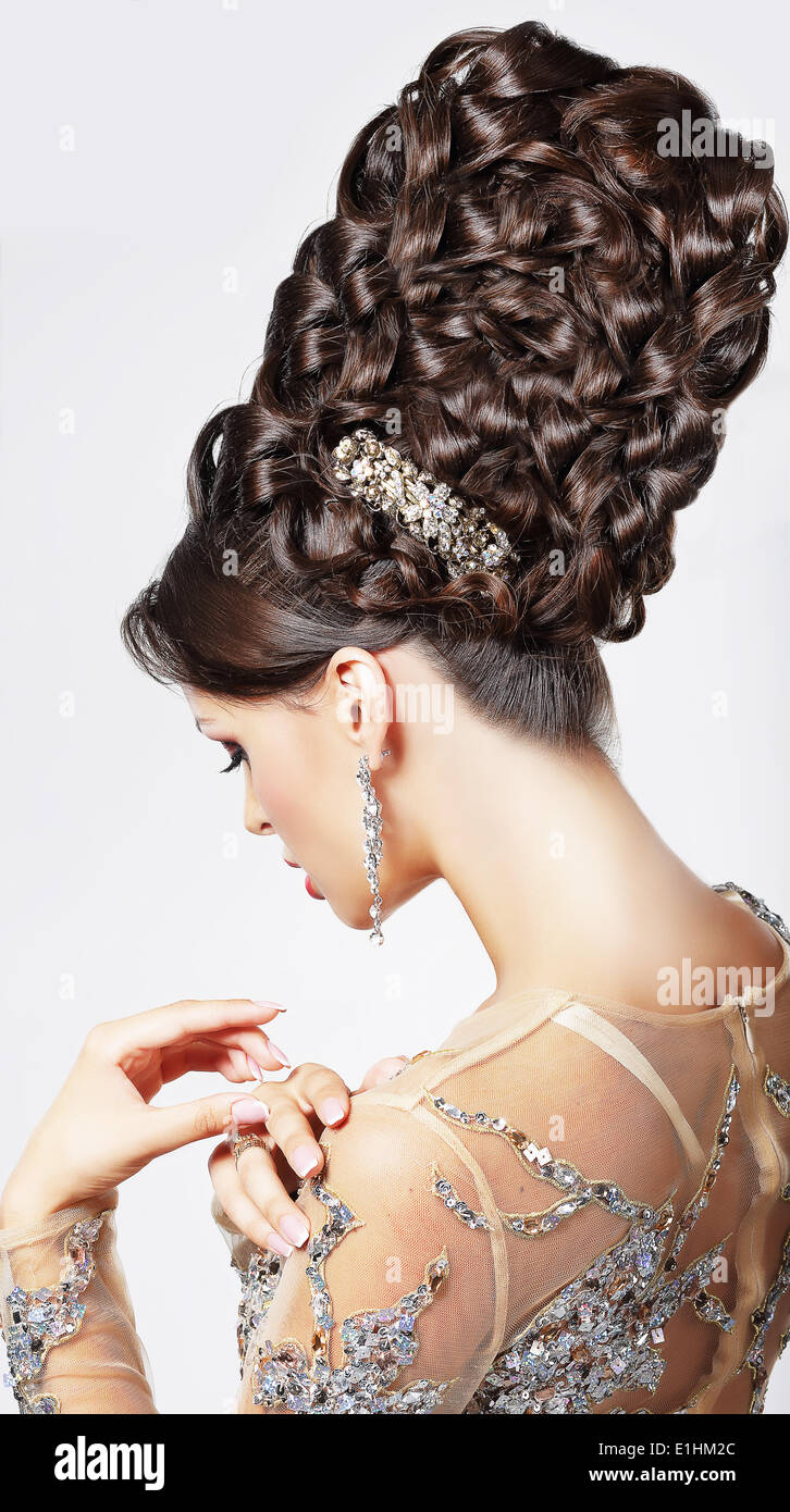 Luxury. Fashion Model with Trendy Updo - Braided Tress. Vogue Style ...