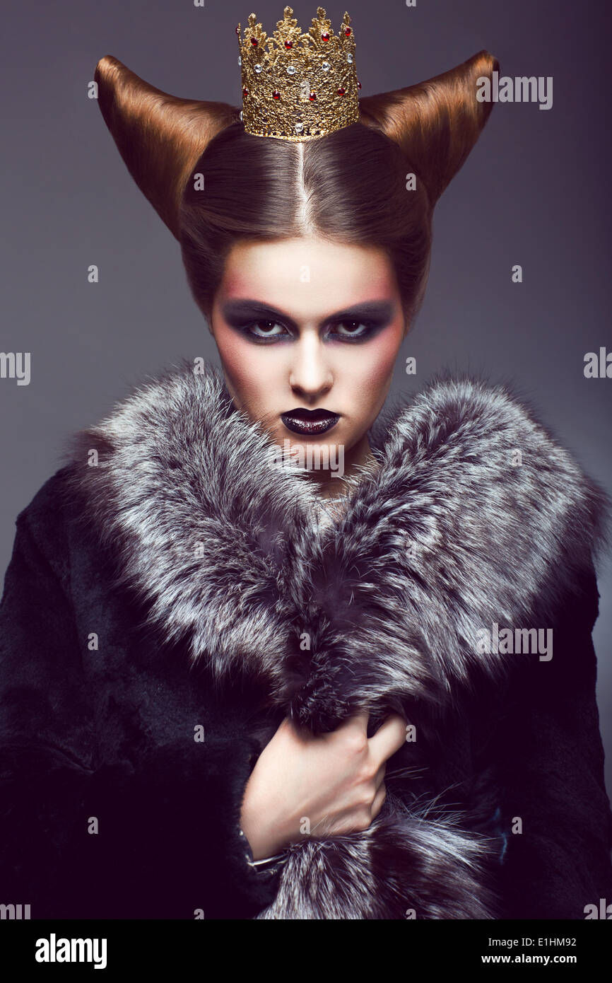 Nobility. Honorable Princess with Golden Crown. Creative Concept Stock ...