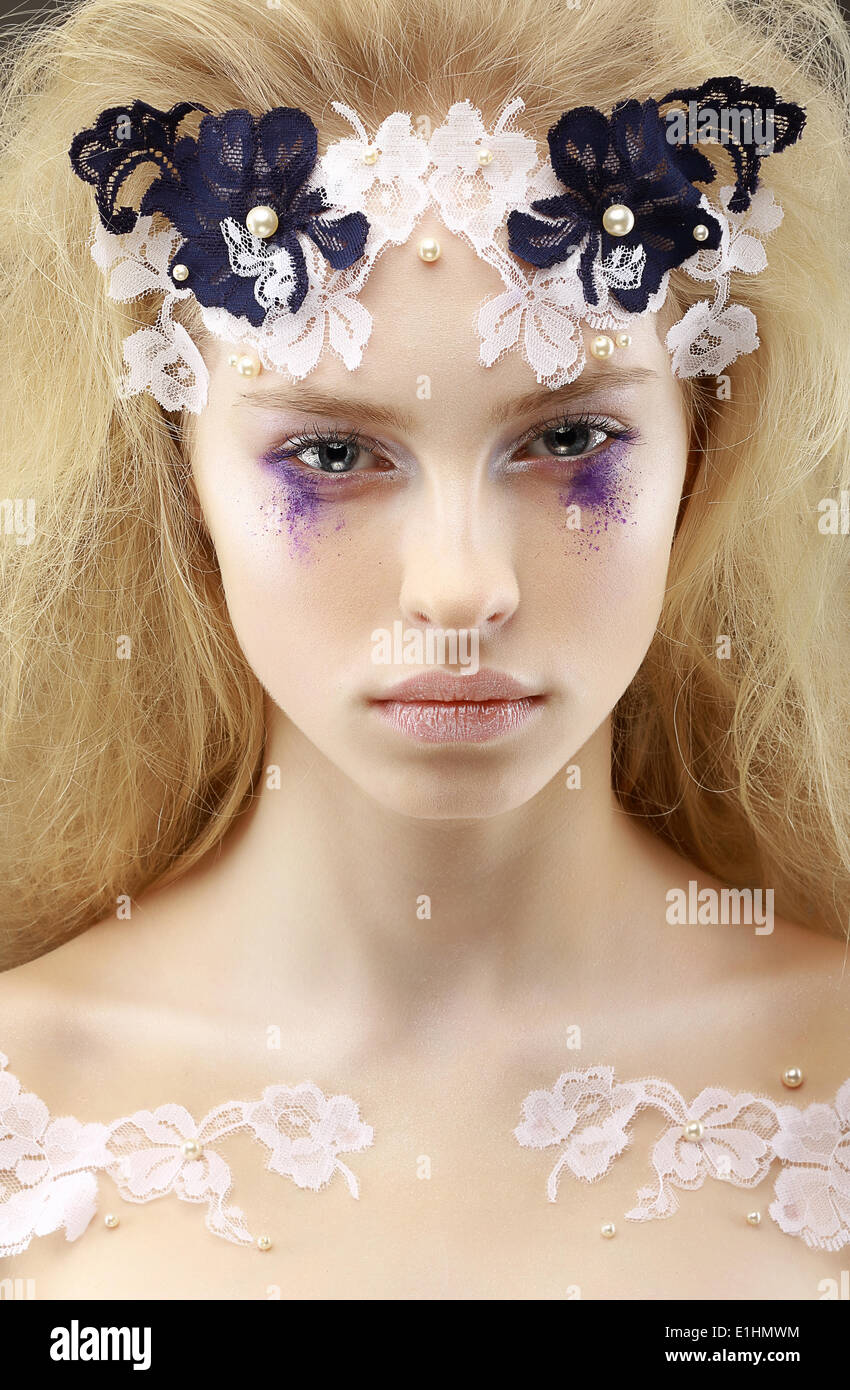 Gaze. Fantasy. Bright Image of Charming Purebred Trendy Woman Blond ...