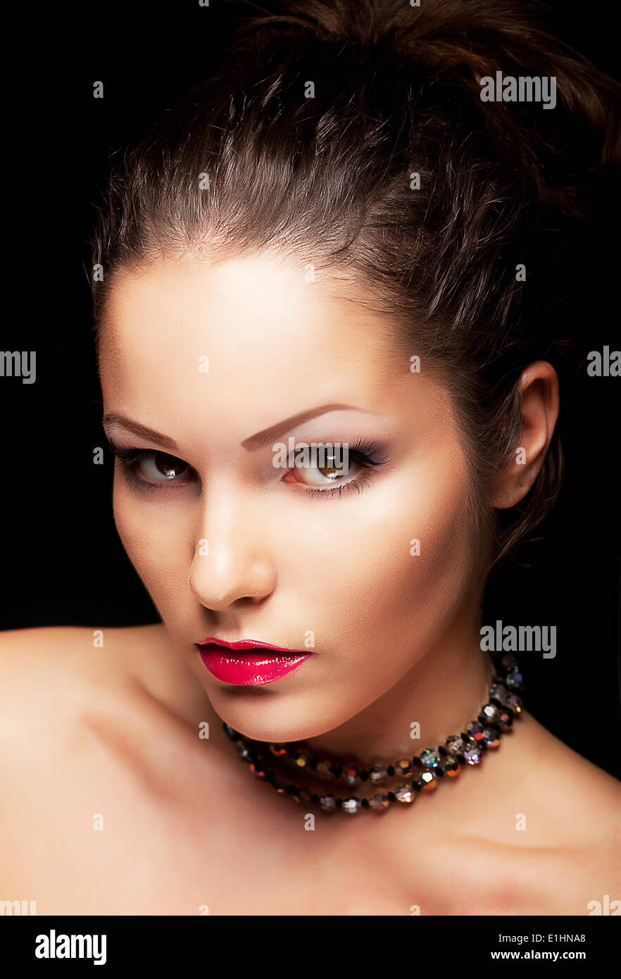 Lordly aristocratic fashionable female looking. Beauty young face Stock ...