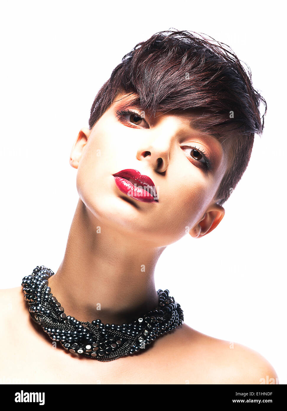 Portrait of Imposing Elegant Woman Brunette with Short Hair. Arrogance ...