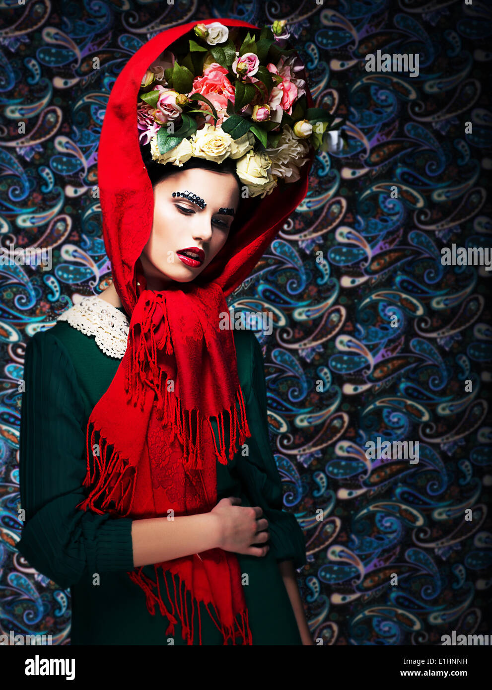 Maiden. Tenderness. Dreamy Fascinating Woman with Flowers. Renaissance ...