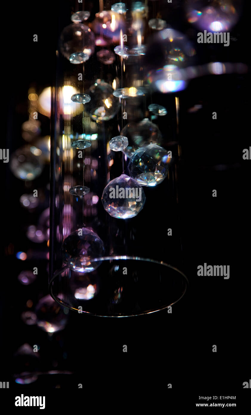 Abstract bright transparent glass balls as dark background Stock Photo ...