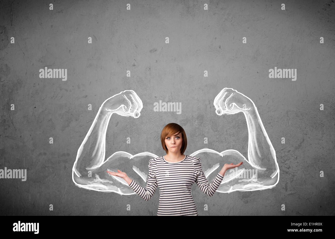 Young woman strong muscled arms hi-res stock photography and images - Alamy