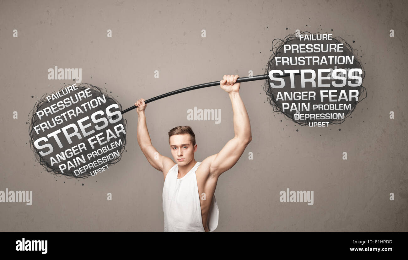 muscular man fighting with stress Stock Photo - Alamy