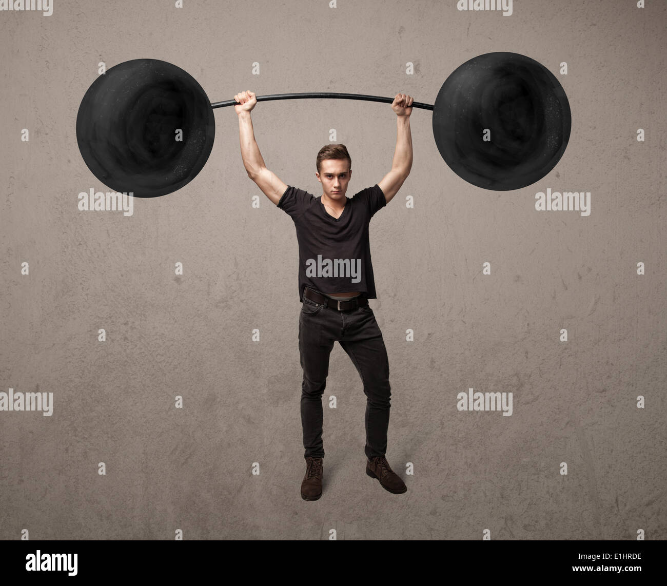 muscular man lifting weights Stock Photo - Alamy