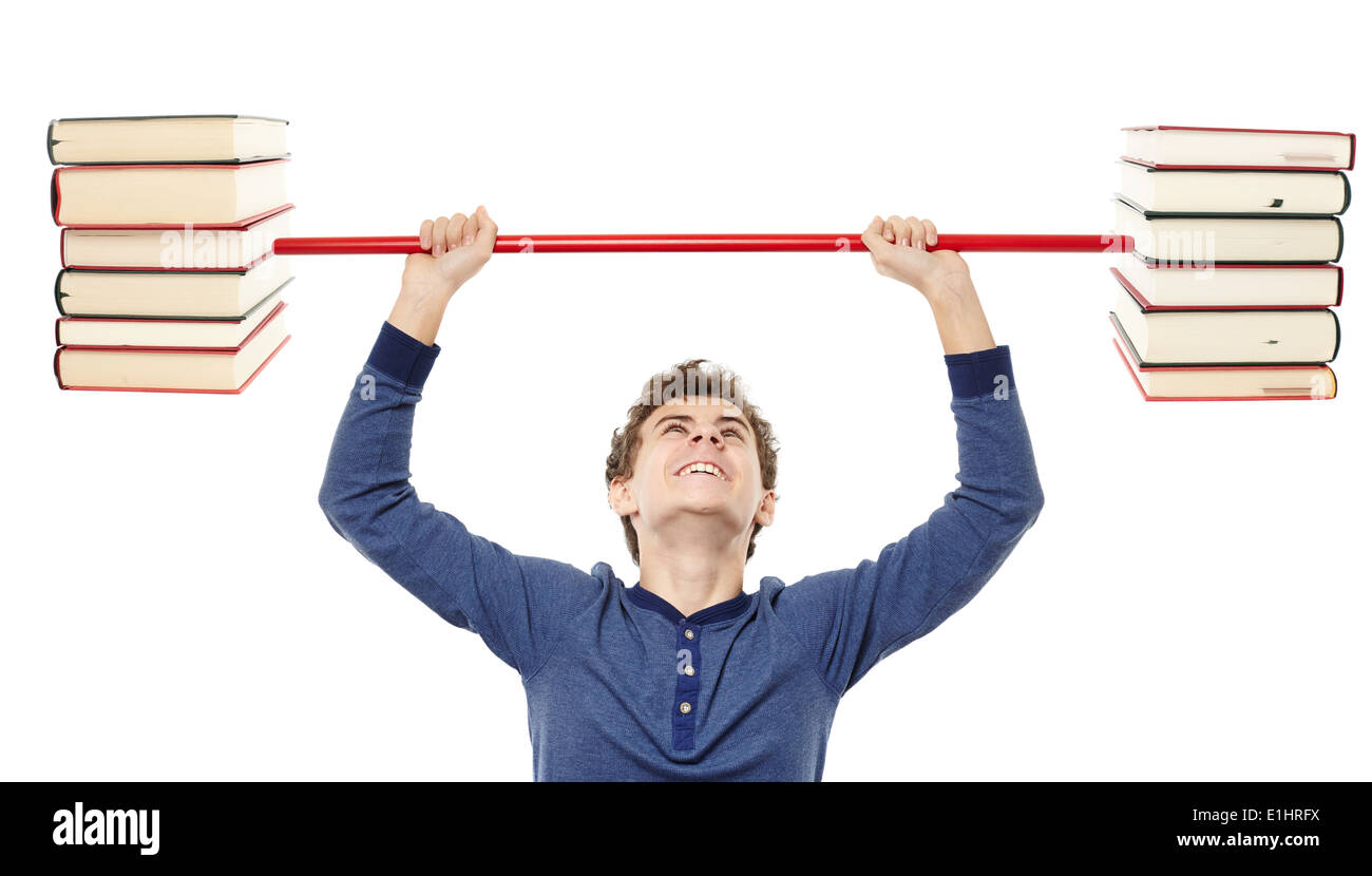 Teenage boy lifting weights hi-res stock photography and images - Alamy