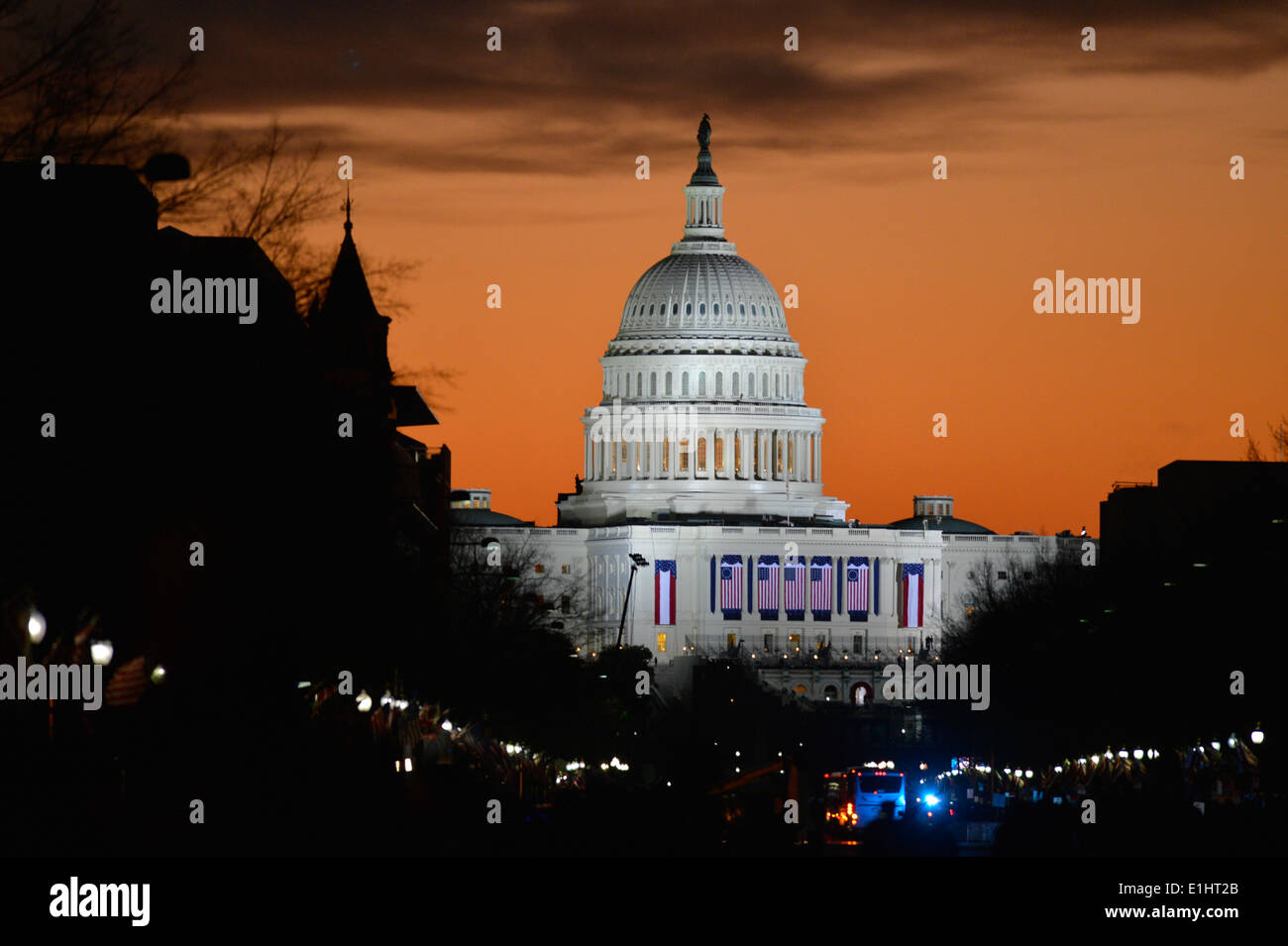 The sun rises over U.S. Capitol before the public swearing in ceremony ...