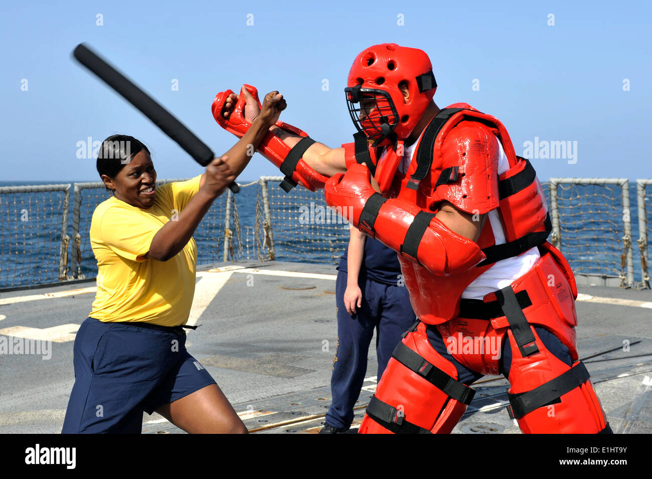 Yeoman 1st Class Charma Smalls, left, practices nonlethal tactics on ...