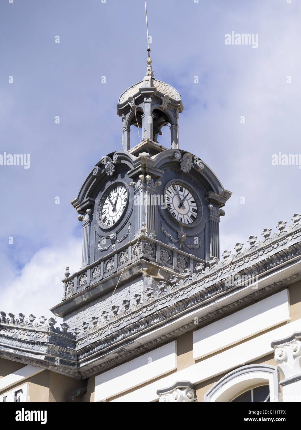 Caribbean, Antilles, Lesser Antilles, Martinique, Townhall, Clock tower ...