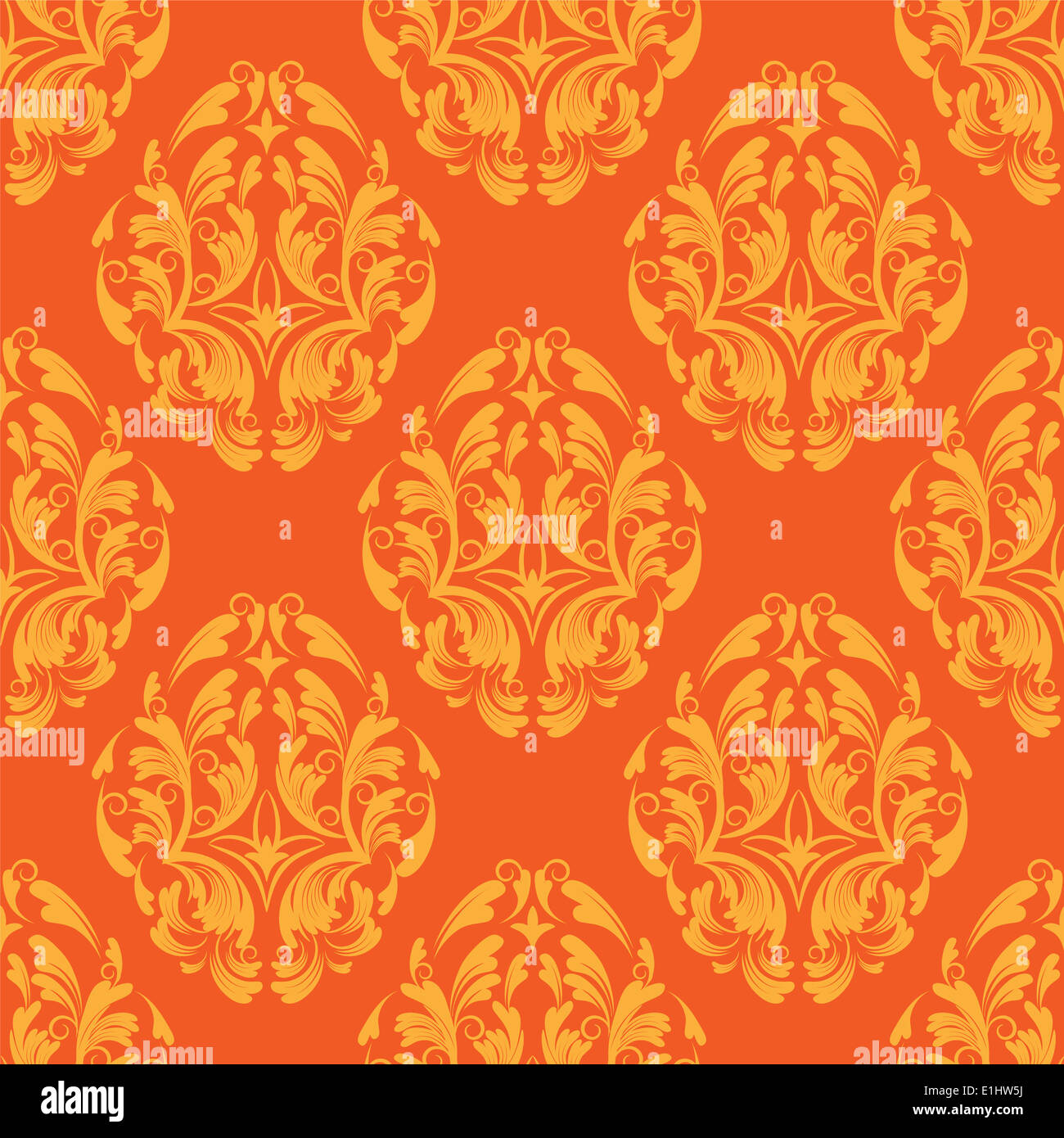 Seamless orange damask pattern hi-res stock photography and images - Alamy